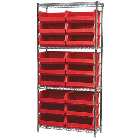 Akro-Mils Steel Wire Bin Shelving, 36 in W x 74 in H x 14 in D, 4 ...