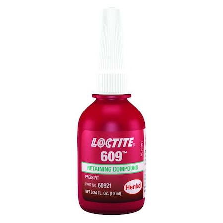 Loctite Retaining Compound 609, .34 fl oz, 10 ml, Bottle, Green 135511 ...