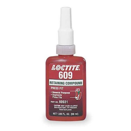 Loctite Retaining Compound 609, 1.7 fl oz, 50 ml, Bottle, Green 135512 ...