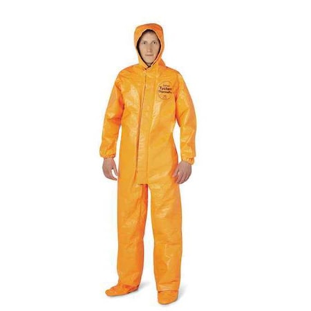 Dupont Tychem 6000 FR Coveralls, Hooded, Tychem(R) 6000 FR, Zipper Closure, Elastic Cuff, Open ...