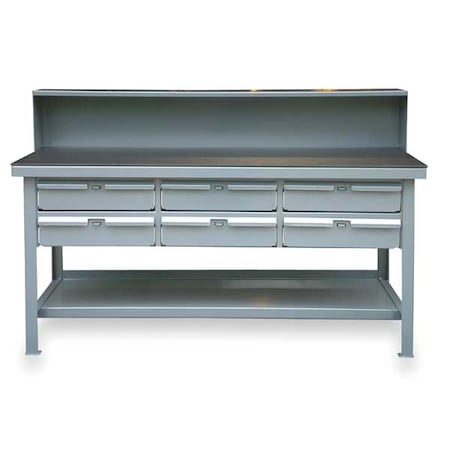 Strong Hold Industrial Shop Table with 6 Drawers, ABS Plastic, 60" W ...