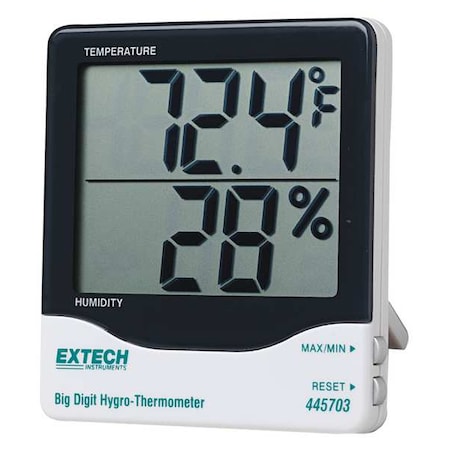 Extech Indoor Digital Hygrometer, 14 to 140 F, Depth: 4/5 in 445703 | Zoro