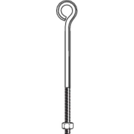Zoro Select Routing Eye Bolt Without Shoulder, 3/8"-16, 2 in Shank, 3/4 ...
