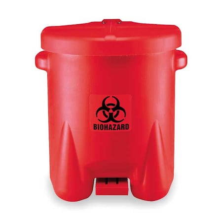 Eagle Mfg Biohazard Step On Waste Can, 14 Gallon Capacity, Polyethylene ...