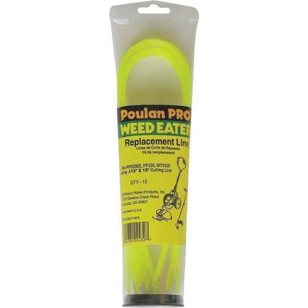 Poulan Pro Pre-Cut Trimmer Line, 0.115 X 18 In., PK12 952711635 | Zoro