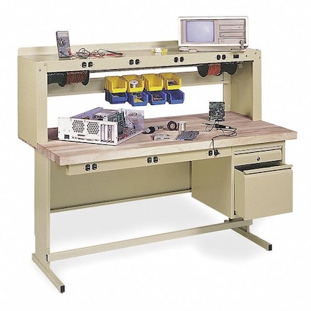 Edsal Bolted Workbench with Riser, Laminate, 60" W, 44" to 52" Height ...