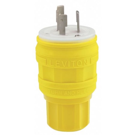 Leviton Watertight Locking Plug, L5-20P, 20 A, 125V AC, Single Phase, 2 ...