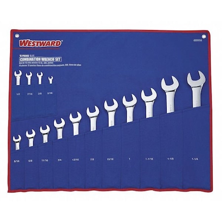 Westward Combo Wrench Set, 5/16-1-1/4 in., 15 Pc 4VAV9 | Zoro