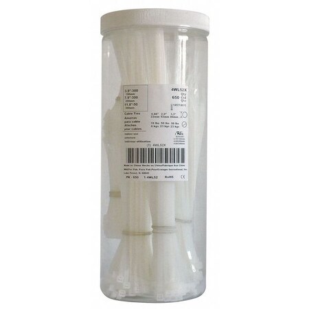 Power First Cable Tie Kit, natural, Nylon 6/6, 18 lb., 50 lb., and 50 ...