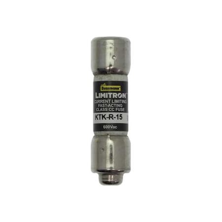 BUSSMANN 15A CC Fast-Acting UL Class Fuse, 600V AC, KTK-R series - KTK-R-15