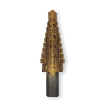 Irwin HSS Step Drill Bit 9 Sizes, 1/4-3/4", Shank Type: Hex 15103 | Zoro