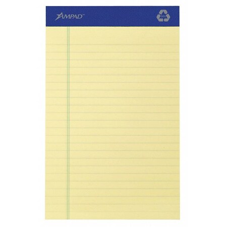 Ampad Writing Pad, 5x8, Canary, Recyc, PK12 20-254 | Zoro
