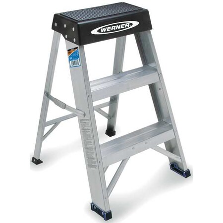 Werner 2-Step Aluminum Step Stool with 300 lb. Load Capacity in Silver ...