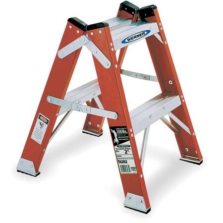 Werner 3 Steps, Fiberglass Step Stool, 300 lb. Load Capacity, Orange ...