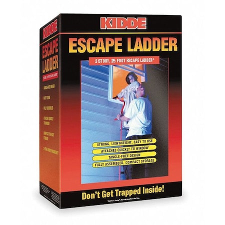 Kidde Emergency Escape Ladder, Window Mount, 3 Stories, Steel, 25 ft ...