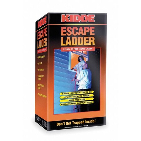 Kidde Emergency Escape Ladder, Window Mount, 2 Stories, Steel, 13 ft ...