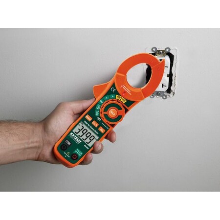 Extech Clamp Meter, LCD, 200 A, 1.3" (33mm) Jaw Capacity, CAT III 600V ...