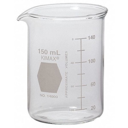 Kimble Chase Beaker, Borosilicate Glass, Low Form, 150 mL / 5.07 fl oz ...