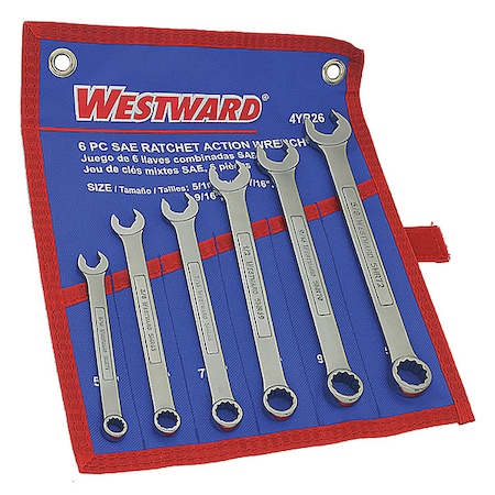Westward Combo Wrench Set, Ratchet OE, 5/16-5/8, 6Pc 4YR26 | Zoro