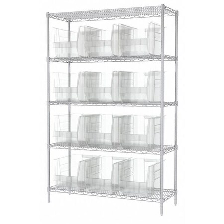 Akro-Mils Steel Wire Bin Shelving, 48" W x 74" H x 18" D, 5 Shelves ...