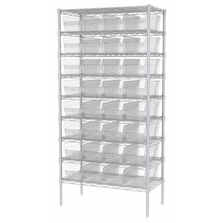 Akro-Mils Steel Wire Bin Shelving, 36" W x 74" H x 18" D, 9 Shelves ...
