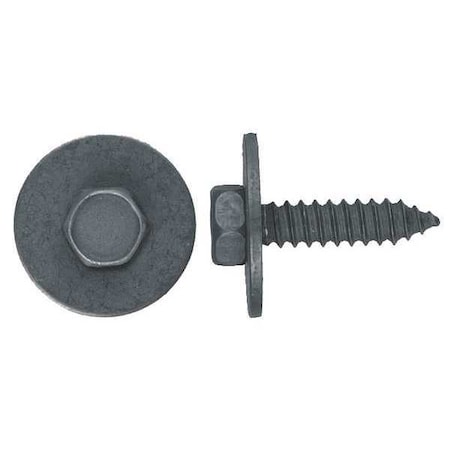 Zoro Select Sheet Metal Screw, M6.3 x 25 mm, Black Phosphate Steel Hex ...