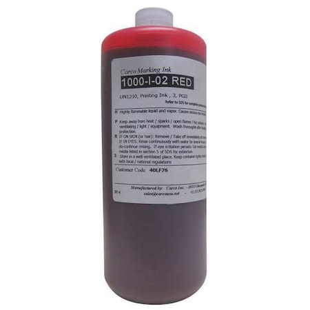 Carco Marking Ink, Dye, Red, qt., 30 to 60 sec 1000-I-02 RED | Zoro