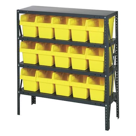 Quantum Storage Systems Steel Bin Shelving, 12 in D x 39 in H x 36 in W ...