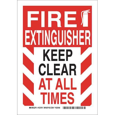 Brady Fire Extinguisher Sign, 14" Height, 10" Width, Plastic, Rectangle ...