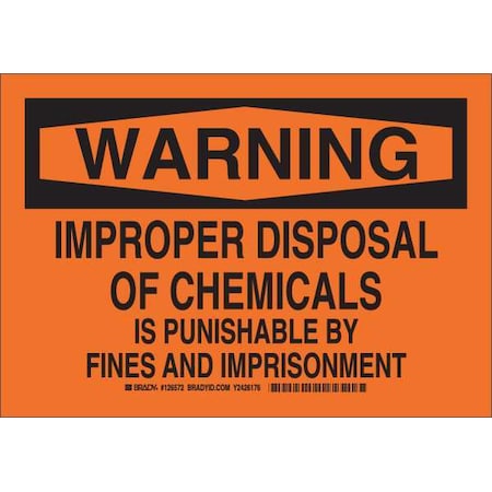 Brady Warning Sign, 10 in H, 14 in W, Rectangle, English, 126573 126573 ...