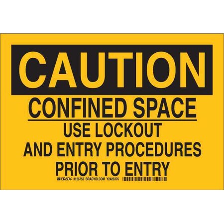 Brady Caution Sign, 10X14", Black/Yellow, 126755 126755 | Zoro