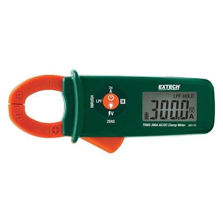 Extech Clamp Meter, LCD, 300 A, 0.8" (20mm) Jaw Capacity, Cat III 600V ...