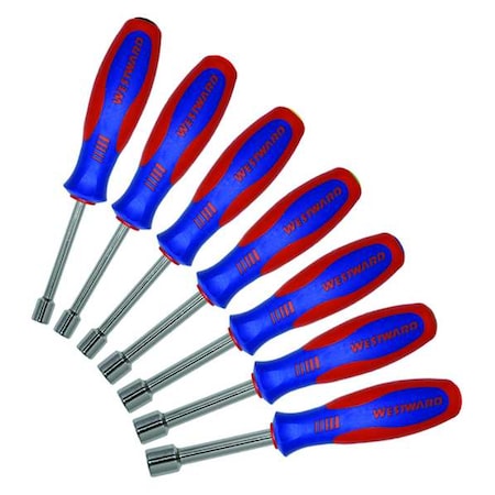 Westward Hollow Shank Nut Driver Set, 3 in Shank, Ergonomic, SAE ...