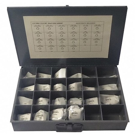 Zoro Select Internal Retaining Ring Assortment, Steel, Phosphate Finish ...
