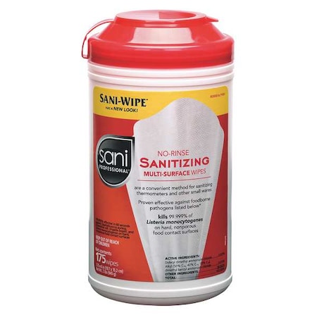 Sani Professional Sanitizing Wipes, Canister, 175 Wipes, PK6 P66784 | Zoro