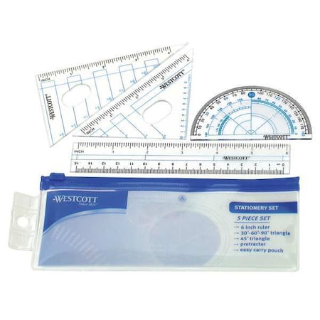Westcott Math Tool Set, Plastic, 8 in. L 14550 | Zoro