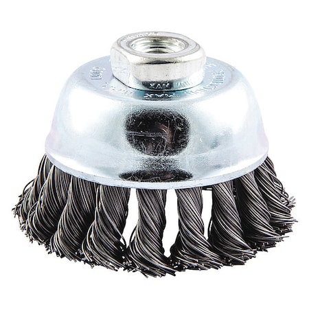 Zoro Select Knot Wire Cup Brush, Threaded Arbor Mount, Brush Dia.: 3 in ...