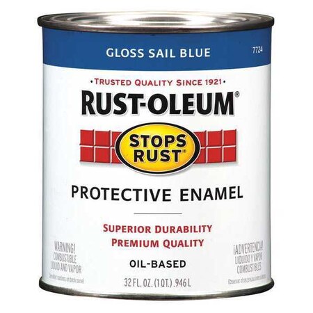 Rust-Oleum Rust Preventive Paint, Gloss, Sail Blue, 1 qt. 7724502 | Zoro