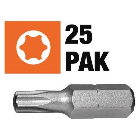 Century Drill & Tool Star Insert Scrwdriving Bit, T25, 1in, 25Pk 69425 ...