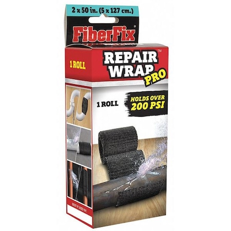 Fiberfix Repair Wrap, Black, Fiberglass, 60" L, 2" W 38250 | Zoro