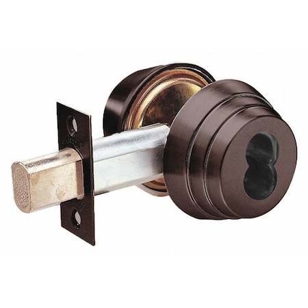 Arrow Lock Deadbolt, Cylindrical, Dark Bronze Finish E61 10B IC | Zoro