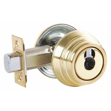 Arrow Lock Deadbolt, Cylindrical, Bright Brass Finish E61 3 IC | Zoro