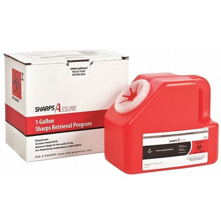 Sharps Assure Sharps Container, 1 gal., Red, Snap Lid SA1G | Zoro