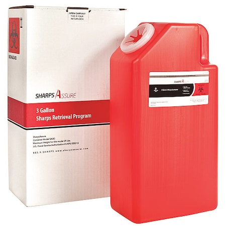 Sharps Assure Sharps Container, 28 gal., Red, Snap Lid SA3G | Zoro