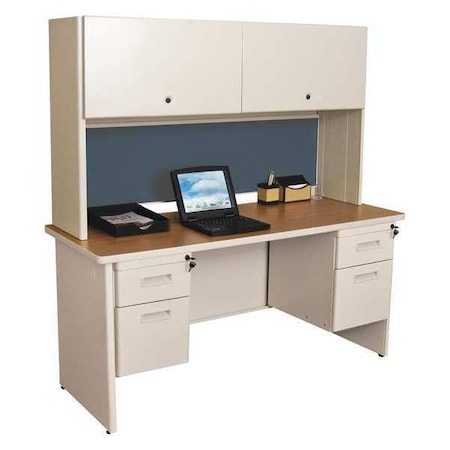 Pronto Pedestal Desk Double File Desk Credenza w/Cab, 60x24", 24" D X ...