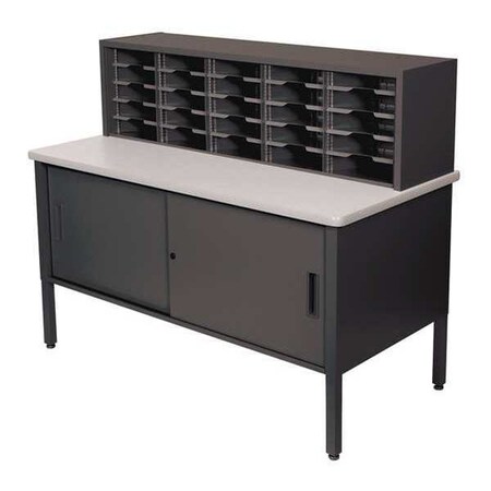 Mailroom 25 Adjustable Slot Literature Organizer w/Cabinet, 60W x 30D x ...