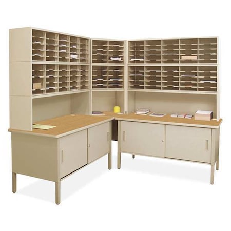 Mailroom 120 Adjustable Slot Corner Literature Organizer w/Cabinet ...