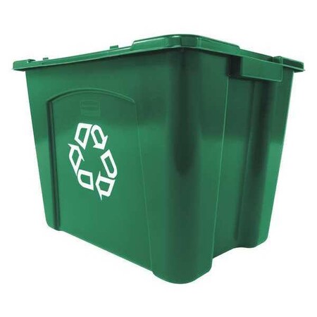 Rubbermaid Commercial 14 gal Rectangular Recycling Bin, Open Top, Green ...