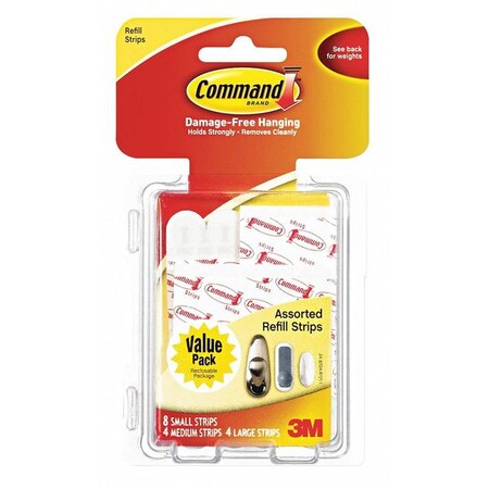 Command Refill Strips, Assorted Size, White, PK16 17200CL | Zoro