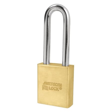 American Lock Padlock, Coreless, Long Shackle, Rectangular Brass Body ...